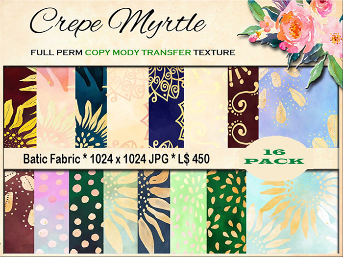 Second Life Marketplace - Crepe Myrtle Batic Fabrics